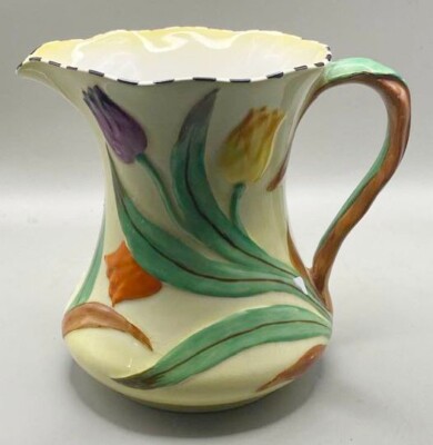 J H W & SONS FALCONWARE ART DECO RELIEF / HAND PAINTED TULIP DECORATION ...