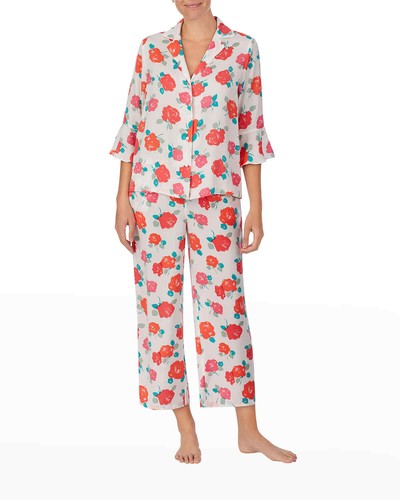 Kate Spade Rosy Crop Pajamas in Rose Bud, Size Medium | eBay