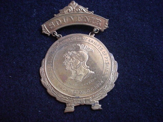 Knights Of Pythias 1894 Souvenir Pinback Medal 18th Session, Washington ...