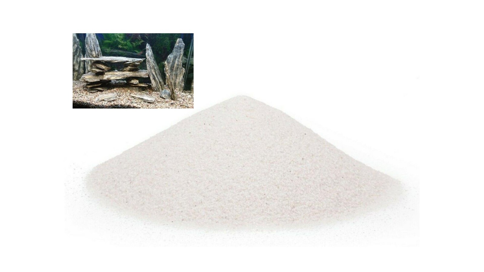 Aquarium Sand Natural White Silica for Fish Tank 0,5-1mm + FREE WOOD ...