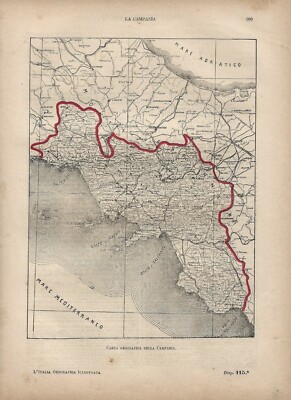 Carta geografica antica CAMPANIA NEL 1891 Old antique map | eBay
