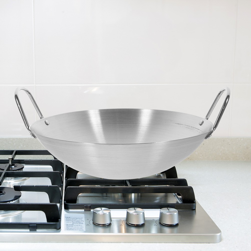 Chinese Cooking Wok Kitchen Utensil Stainless Steel Wok Green Pans ...