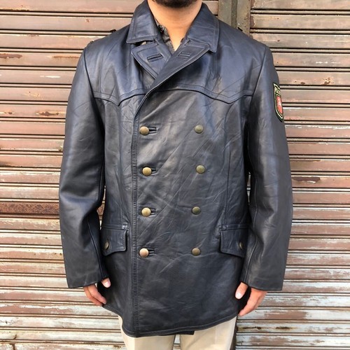 Heavy 70s Germany police German policeman genuine leather coat vintage ...