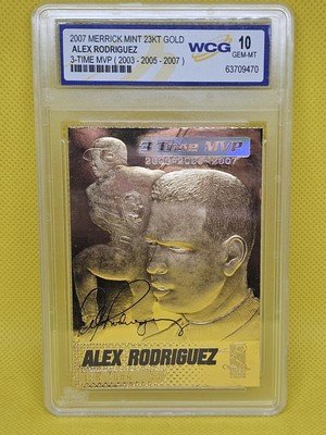 2007 ALEX RODRIGUEZ NY 3-TIME MVP 23K GOLD GEM MINT WCG 10 MLBPA | eBay