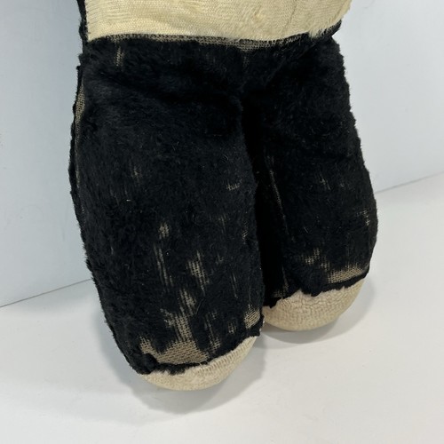 Vtg 1950’s Panda Teddy Bear Red Button Nose Black White Doll Plush Toy ...