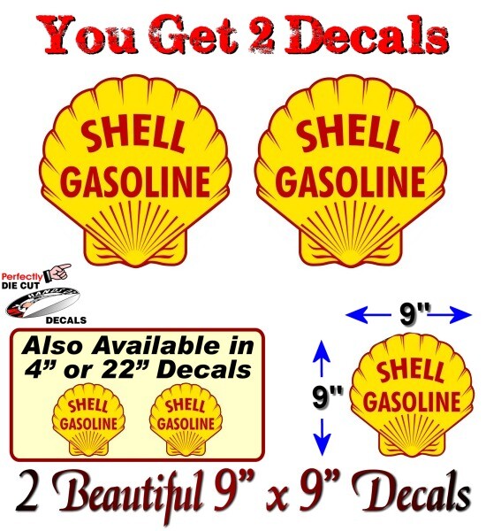 2 Vintage MDL# SHELGAS04 Gasoline Pump Decals Gas Station Sign Stickers ...
