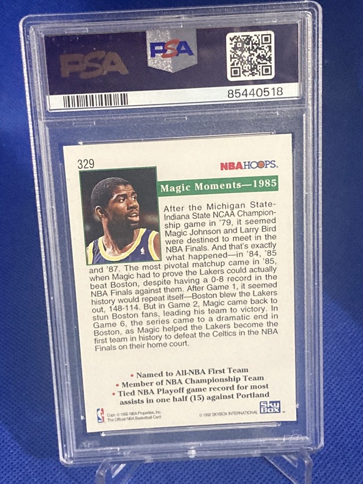 1992 Magic Johnson NBA Hoops #329 PSA Graded Amazing Card For Lakers ...