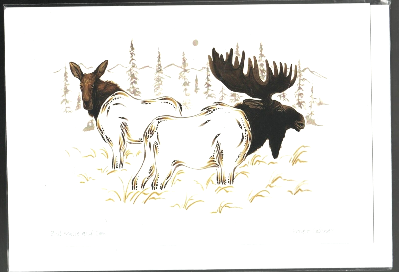 BULL MOOSE - Ojibway, Elk Clan artist Ernest Cobiness - New 6" x 9" Art ...