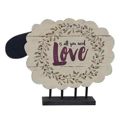 New Country Primitive LOVE IS ALL YOU NEED SHEEP FIGURE Wood Shelf ...