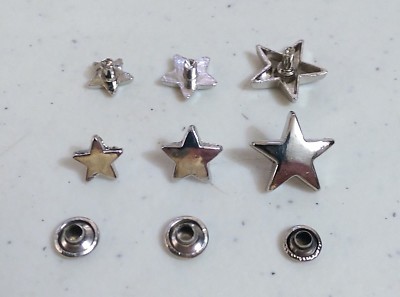 Pkg of 10 Metal FLAT STAR 3/8" to 5/8" (9 to 15mm) RIVET Studs Crafts ...