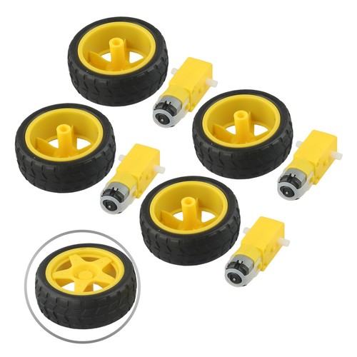 For Arduino Compatible Tire Wheels and DC Motors for Robotics Projects ...