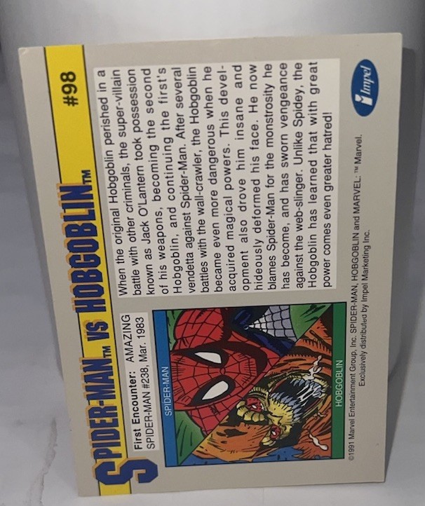 SPIDER-MAN vs. HOBGOBLIN 1991 Impel Marvel Universe Arch-Enemies #98 | eBay