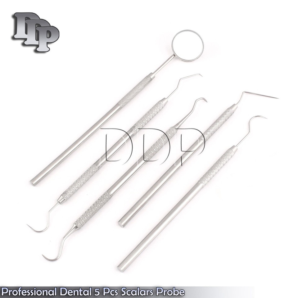 GERMAN Professional Dental 5 Pcs Scalars Probe Pick Set, Mirror with ...