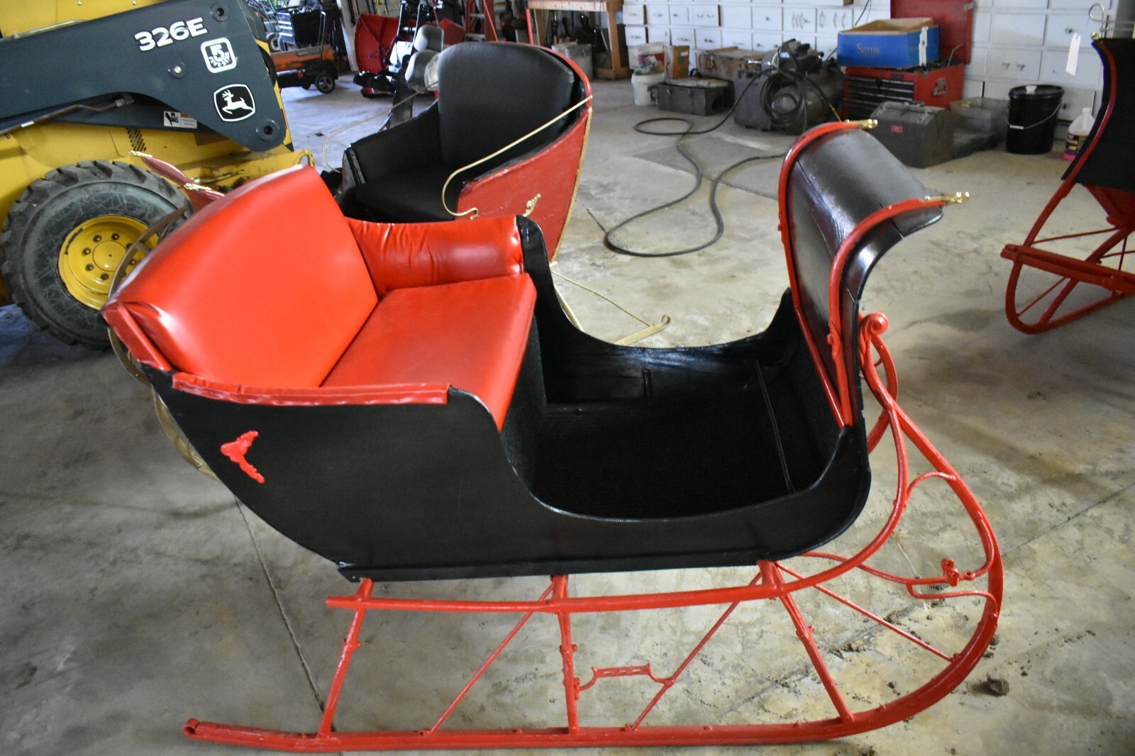 Restored Antique Cutter Sleigh Horse Drawn Sled, Red & Black | eBay