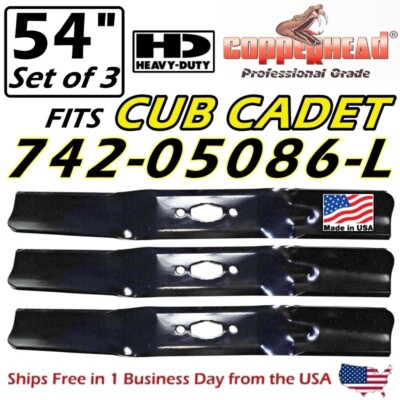 COPPERHEAD 3-PK 54" MTD CUB CADET BLADES 742P05086-L, 742-05086 FITS "S ...