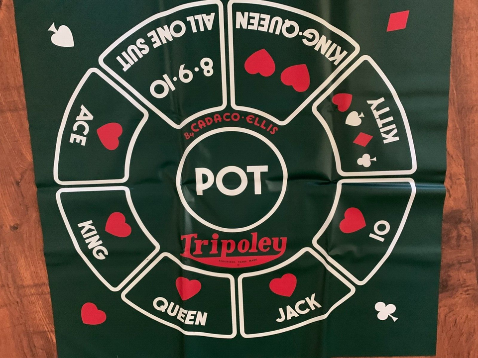 TRIPOLEY MICHIGAN RUMMY ROYAL GAME VINYL MAT SHEET ~ VINTAGE CADACO No ...
