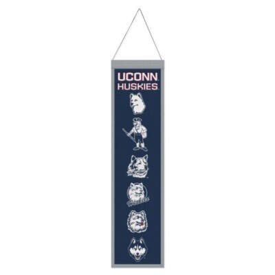 UCONN Huskies NCAA Heritage Banner Embroidered Wool 8" X 32" | eBay