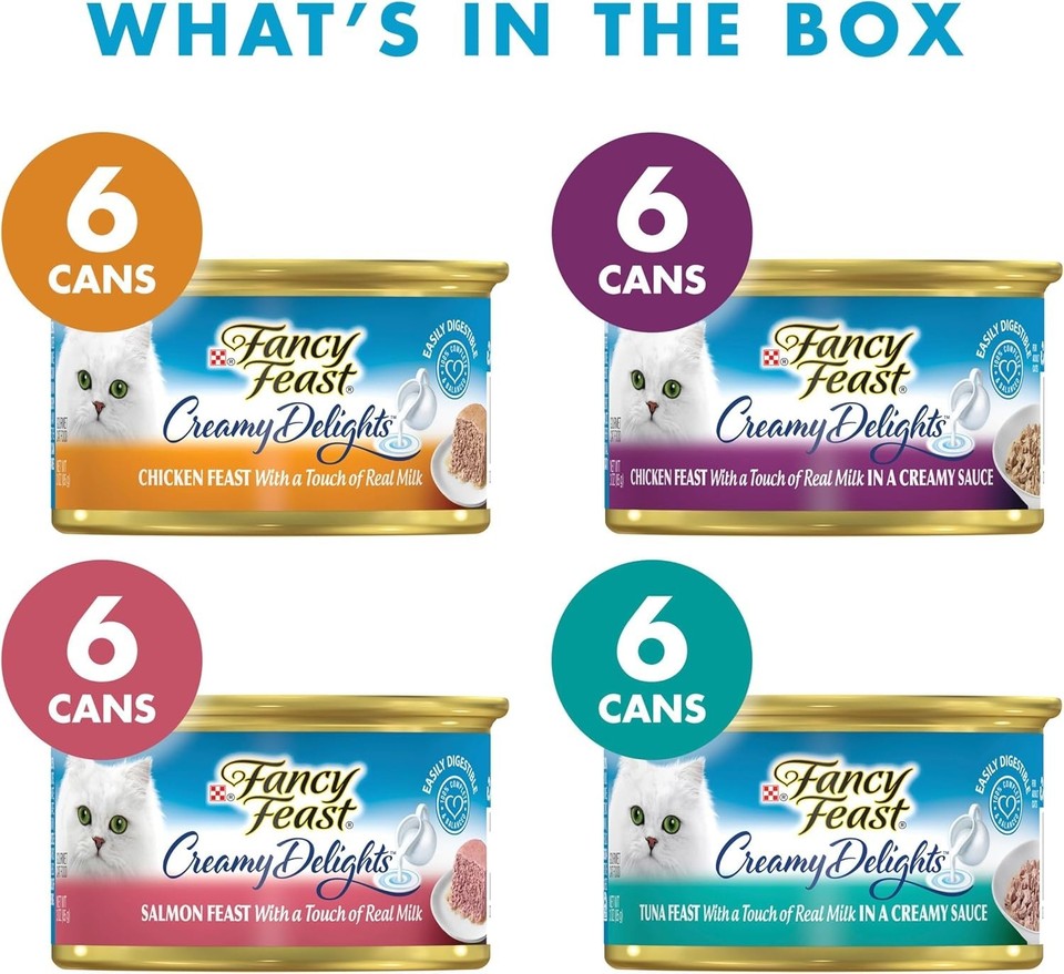 Purina Fancy Feast Wet Cat Food Variety Pack, Creamy Delights - (24) 3 ...