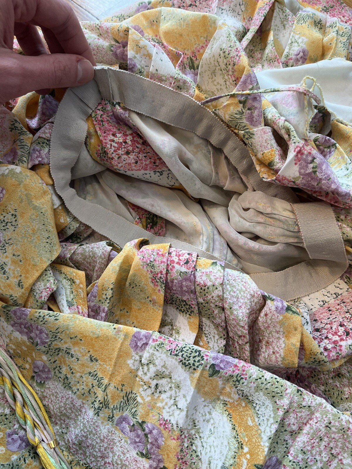 1960s André Laug for Audrey Hepburn 60s Floral Silk Flowing Thin Summer ...