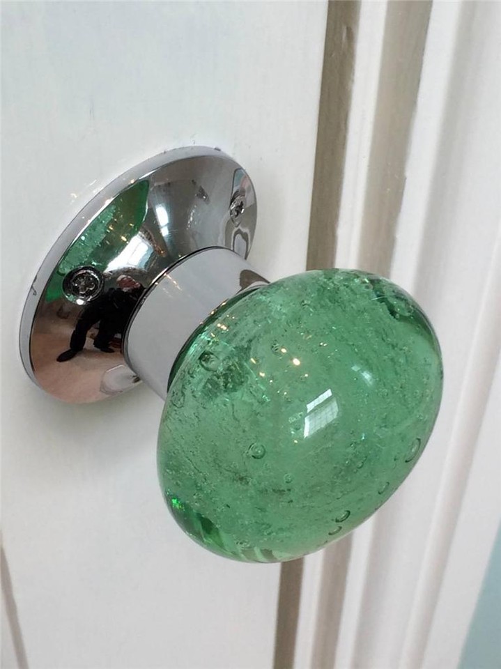 BEAUTIFUL PAIR OF LARGE BUBBLE GLASS MORTICE DOOR KNOBS HANDLES,CHROME,VINTAGE * | eBay UK