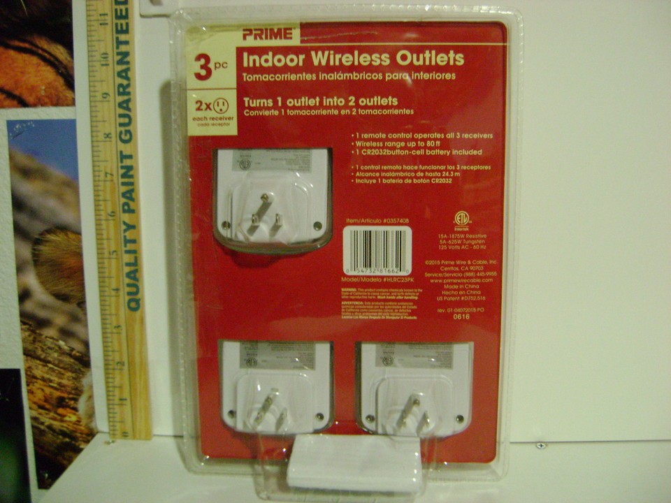 NEW OPENED PACKAGE - PRIME Indoor Wireless Outlets - 80FT Range & 15 ...