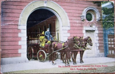York, PA 1913 Postcard: Fire Engine House, Goodwill Steam & Chem ...