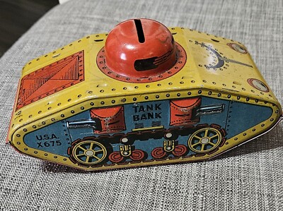 Coin 1940s Tank Bank USA X675 Tin Litho Army Toy Vehicle Piggy Bank | eBay