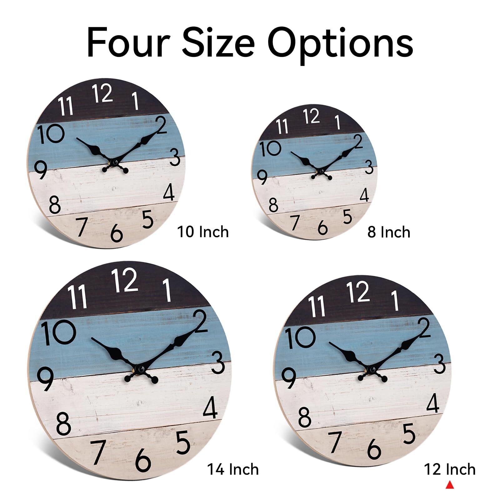 KECYET Wall Clock Silent Non-Ticking Beach Style Clocks Battery ...