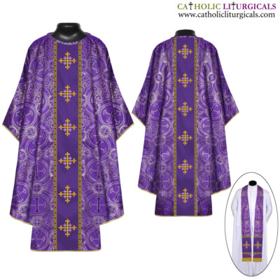NEW Metallic Violet Gothic Vestment & Stole set with Jerusalem Cross ...