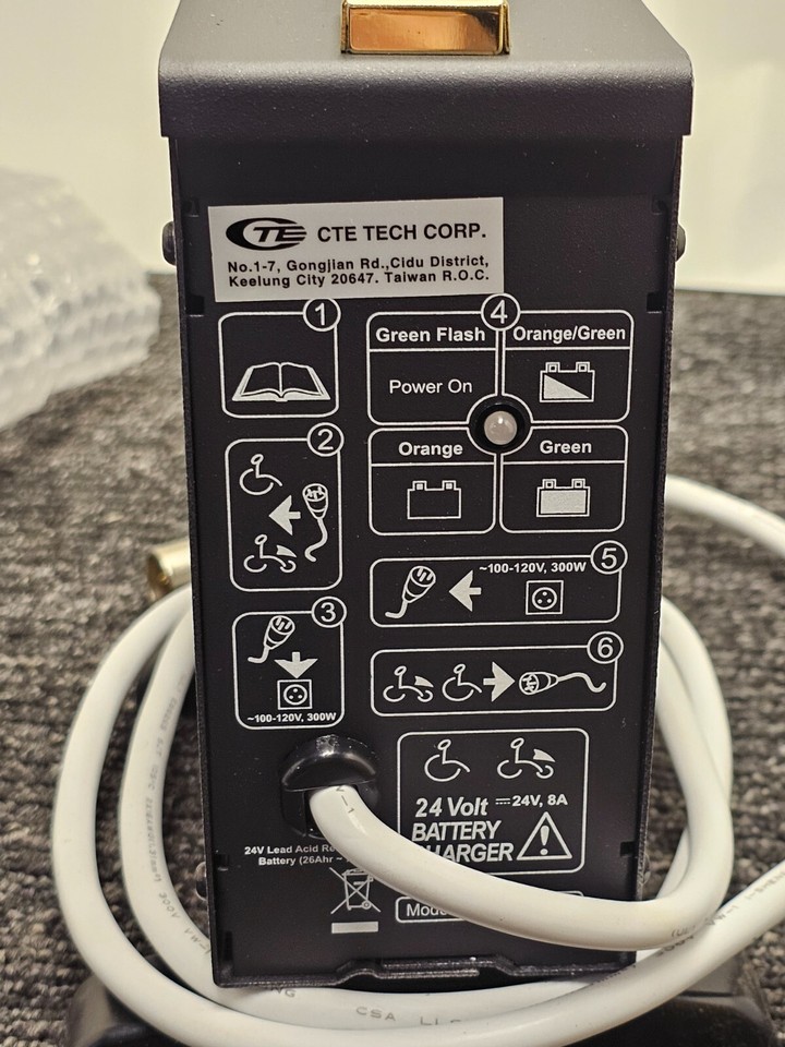 CTE Corp 4C24080A 24 Volt 8A Power Wheelchair Scooter Battery Charger 3 ...