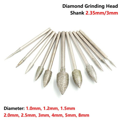 1mm to 8mm Diamond Grinding Head Burr Bits For Dremel Rotary Tool Shank ...