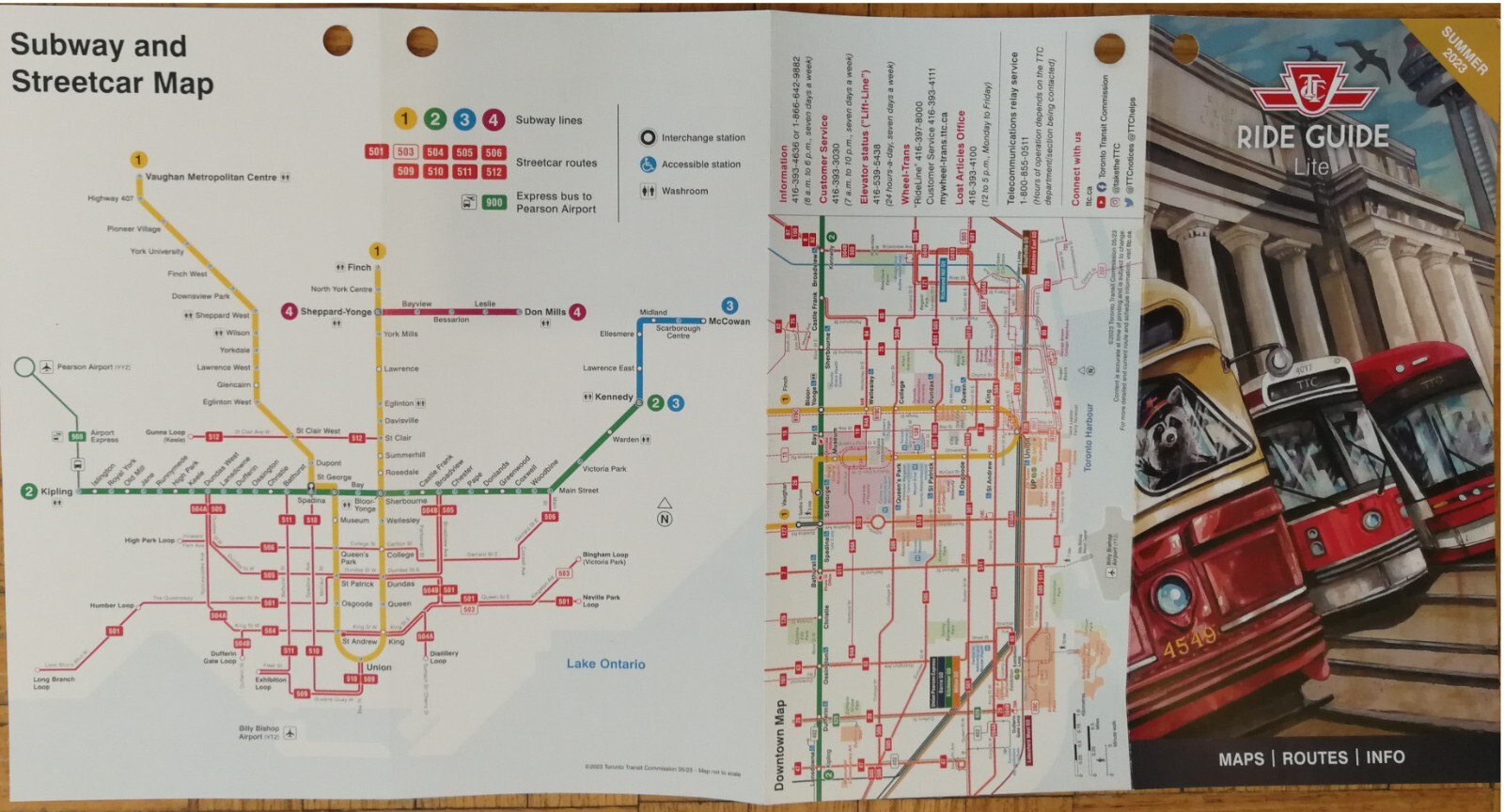 TTC 🚌🚇🚋 Ride Guide Lite Map 2023 Summer 🦝 Toronto Subway Bus Streetcar ...