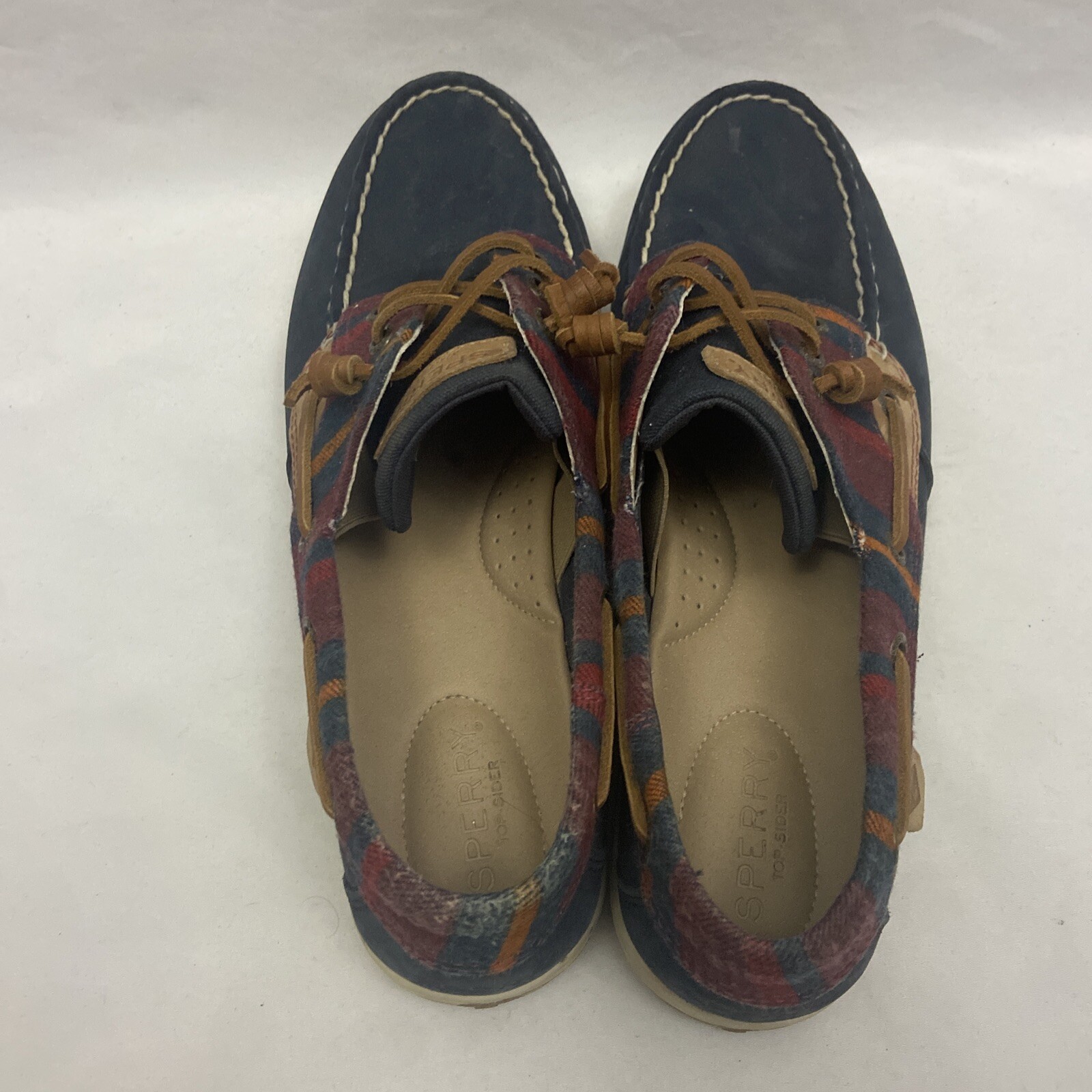 Sperry Womens Top Sider Navy Blue & Plaid Sz 10m Shoes | eBay