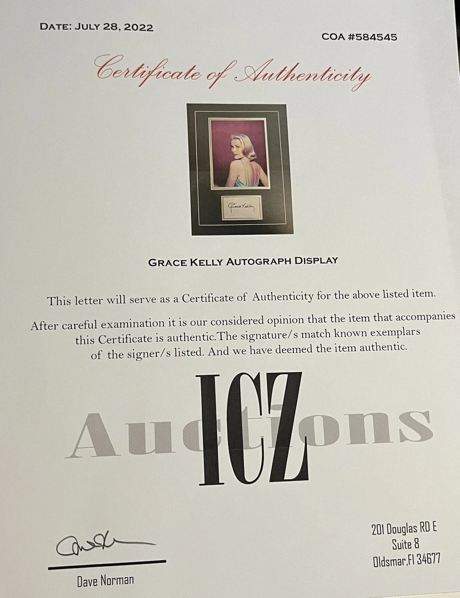 Grace Kelly Autograph