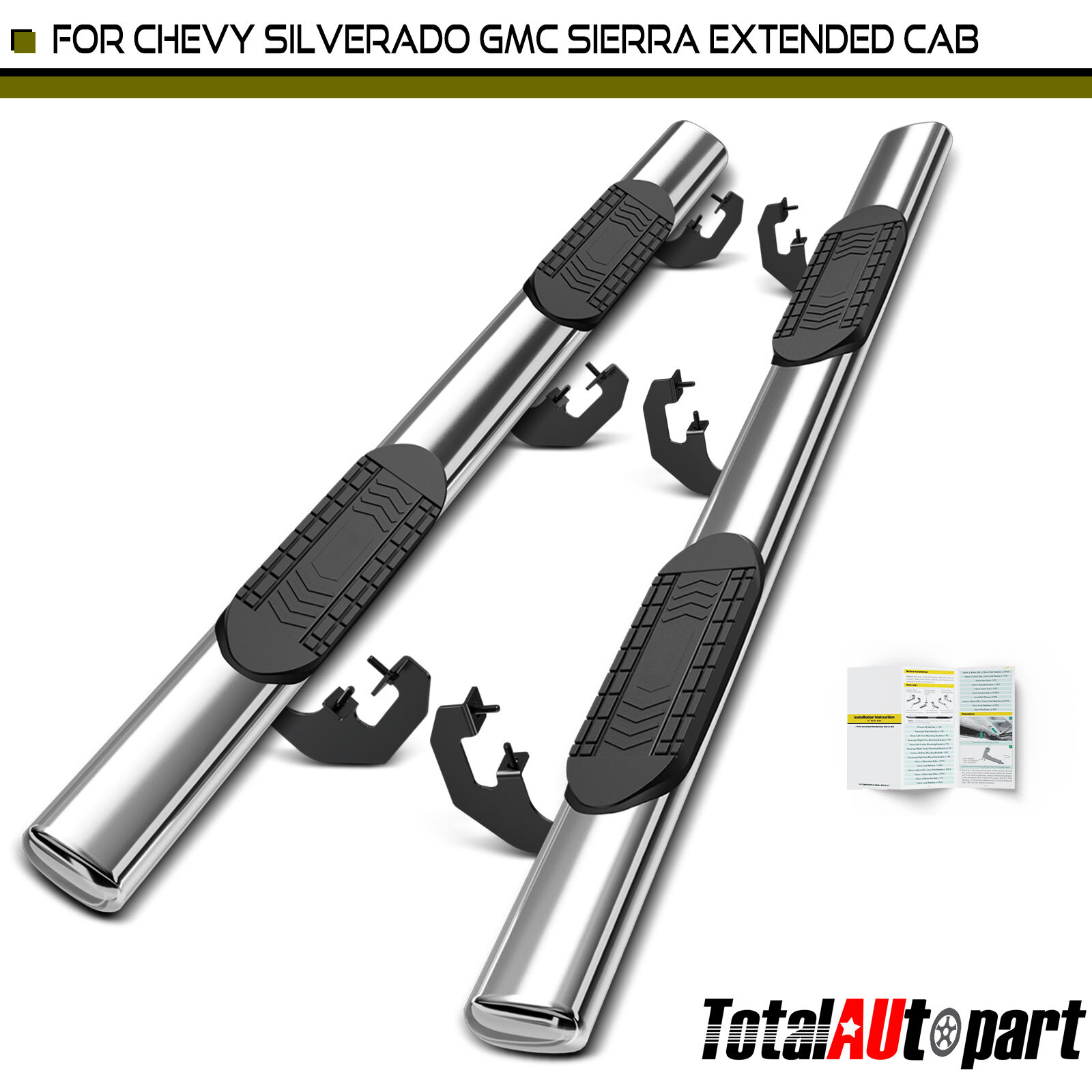 for Chevy Silverado GMC Sierra Extended Cab Pickup 6" S/S 304 Oval Side ...