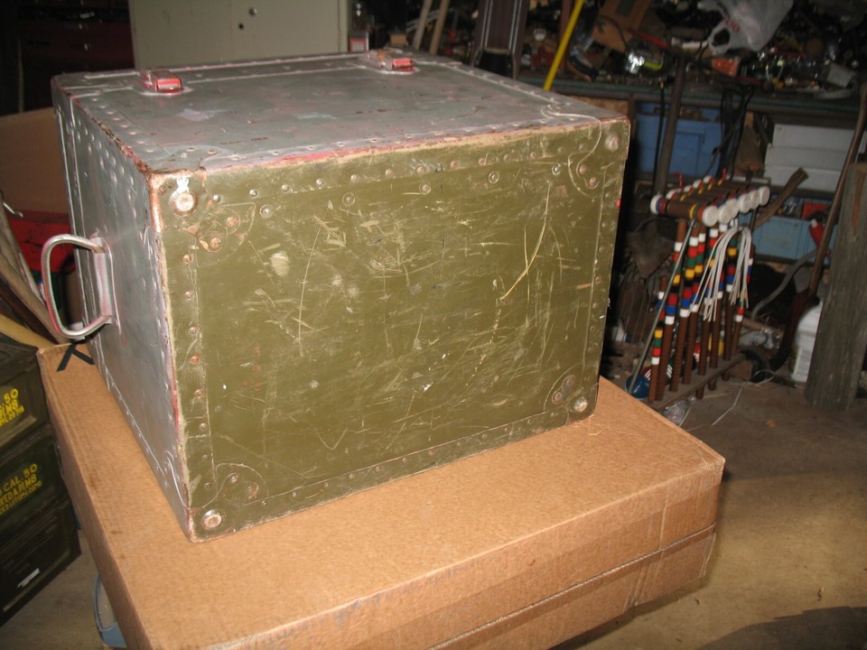VTG 1964 MILITARY OFFICERS MESS KIT TRUNK CHEST BOX HINGES ADDED ...