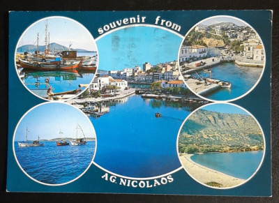 (GRE-843) GREECE 1994 Postcard CRETE Souvenir OF AGIOS NIKOLAOS VIEWS ...