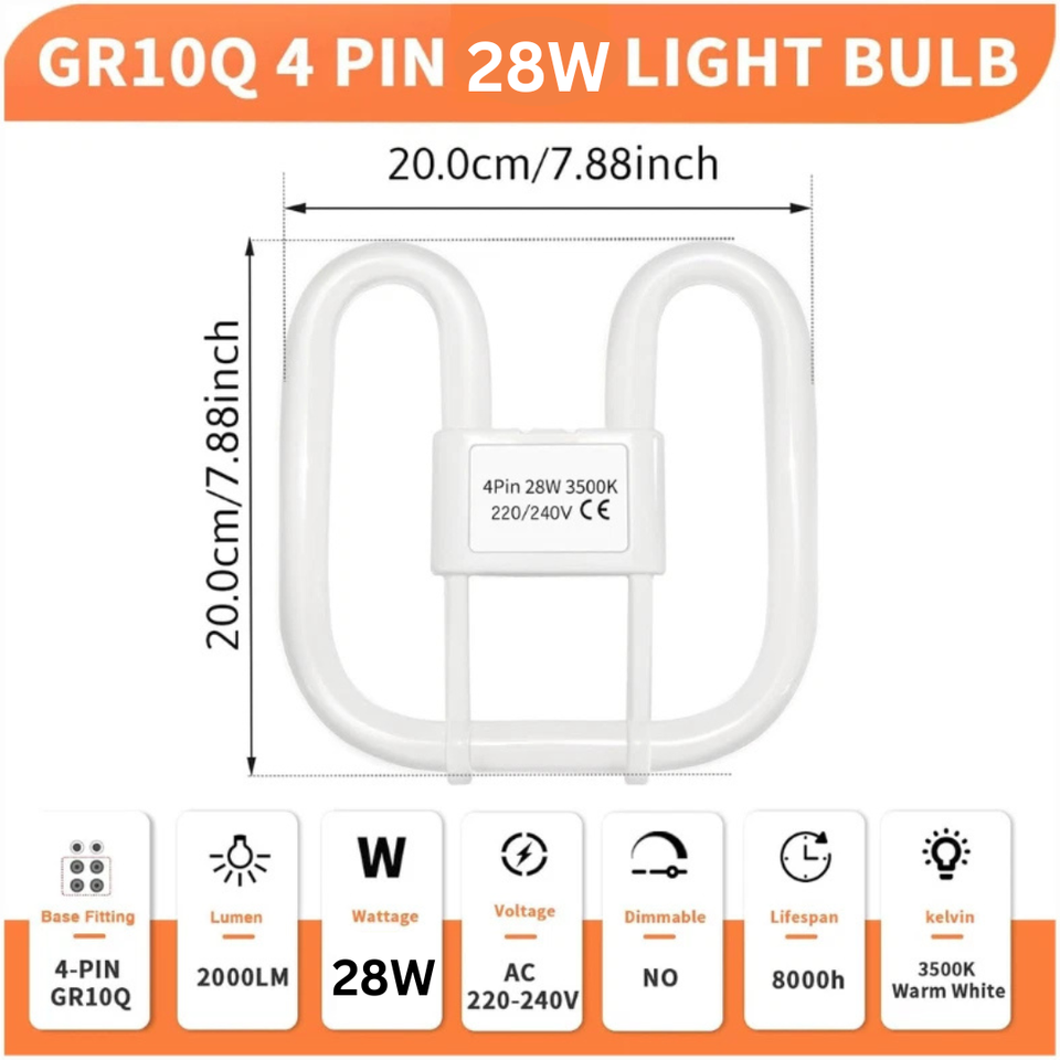 2D 2 4 Pin 16W 28W 38W Compact Fluorescent Energy Saving Bulb White ...