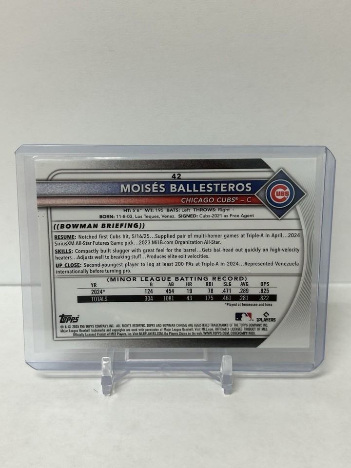 2025 Bowman Chrome Moises Ballesteros RED ROOKIE LOGO REFRACTOR #42 ...