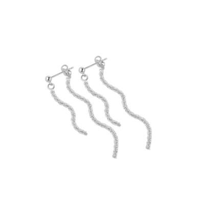 Simple Silver SP Double Long Chain Thread Dangle Drop Earrings | eBay
