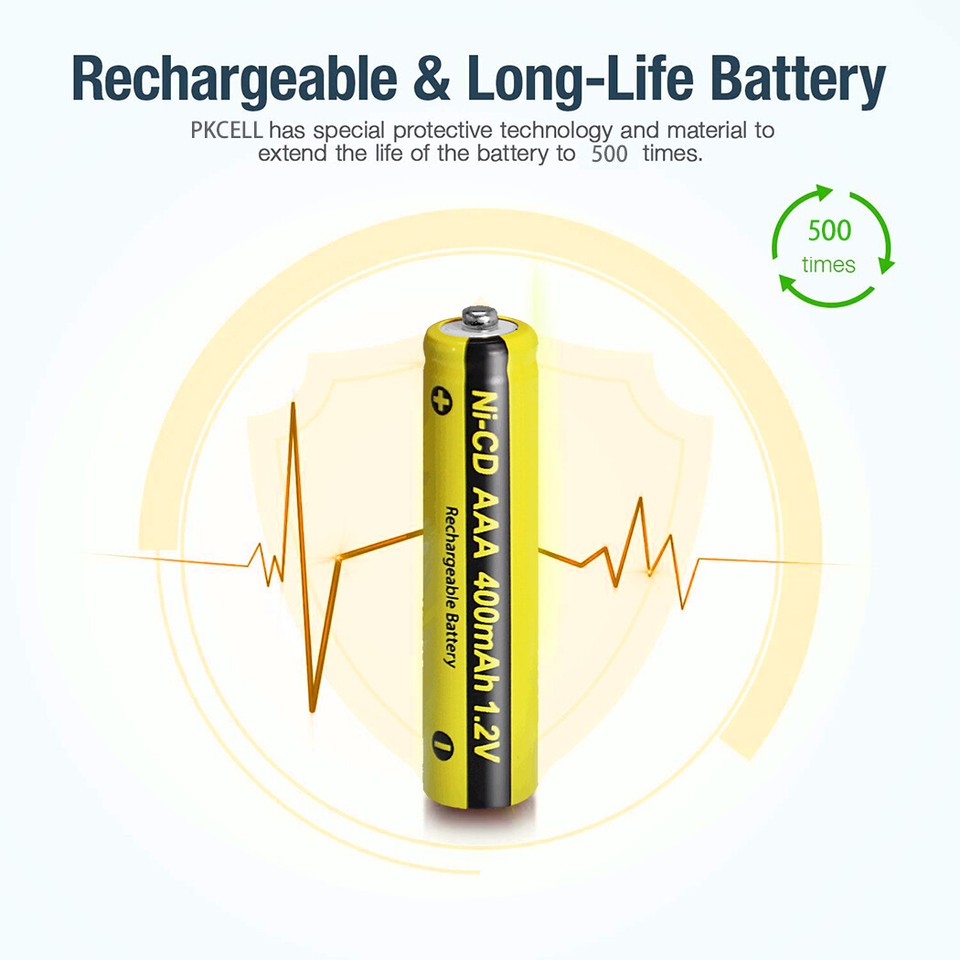 Lot AAA Rechargeable Batteries 1.2V 400mAh 3A NiCD Button Top for Solar ...