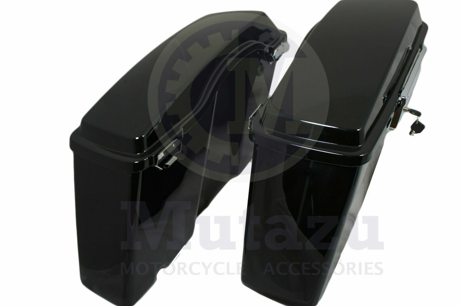 Vivid Black Complete Stock Saddlebags+Conversion Brackets for Yamaha V ...