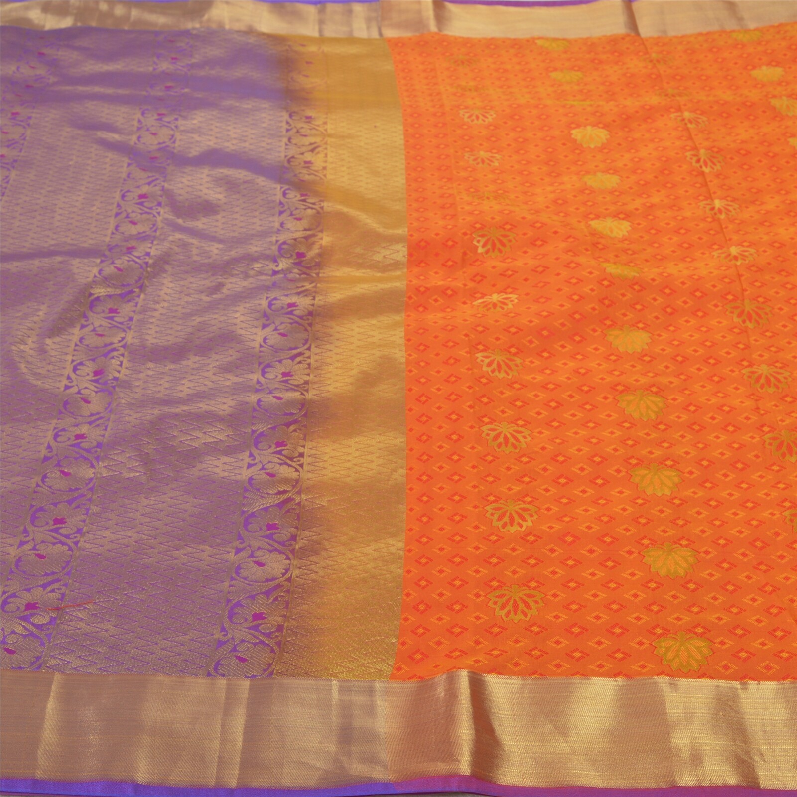 Sanskriti Vintage Orange Indian Sari Art Silk Woven B… - Gem