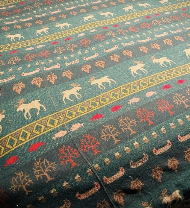 Pendleton Bed Blanket KING Huge Trees Moose Fish Canoe Lodge USA ...