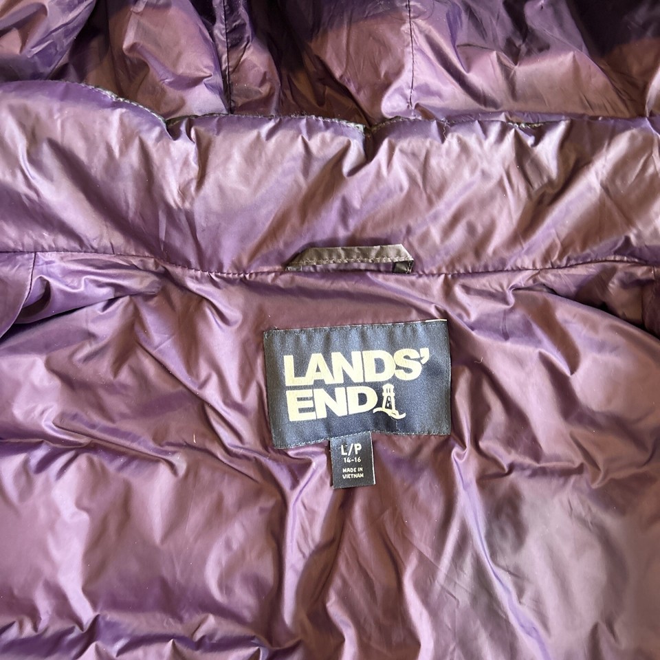 Lands’ End Deep Purple Down Coat Women’s Large 14-16 | eBay