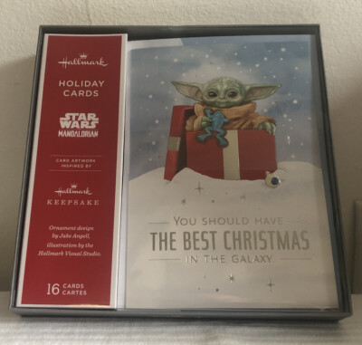 STAR WARS MANDALORIAN Grogu Baby Yoda Hallmark Christmas 16 Greeting ...