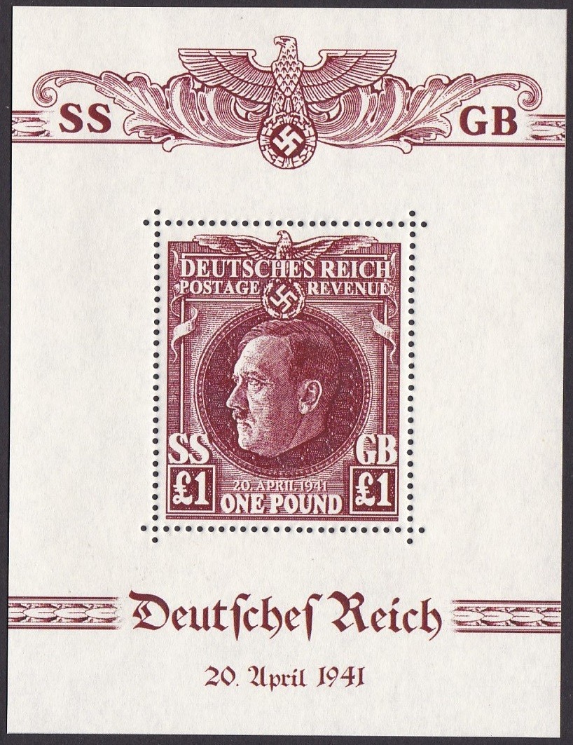 1941 NAZI SSGB Hitler Birthday £1 Propaganda SS MNH Reproduction Stamp ...