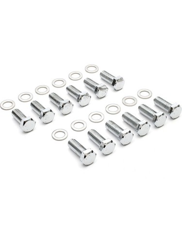 Trans-Dapt Intake Manifold Bolt Kit Hex Head Steel Chrome Small Block ...