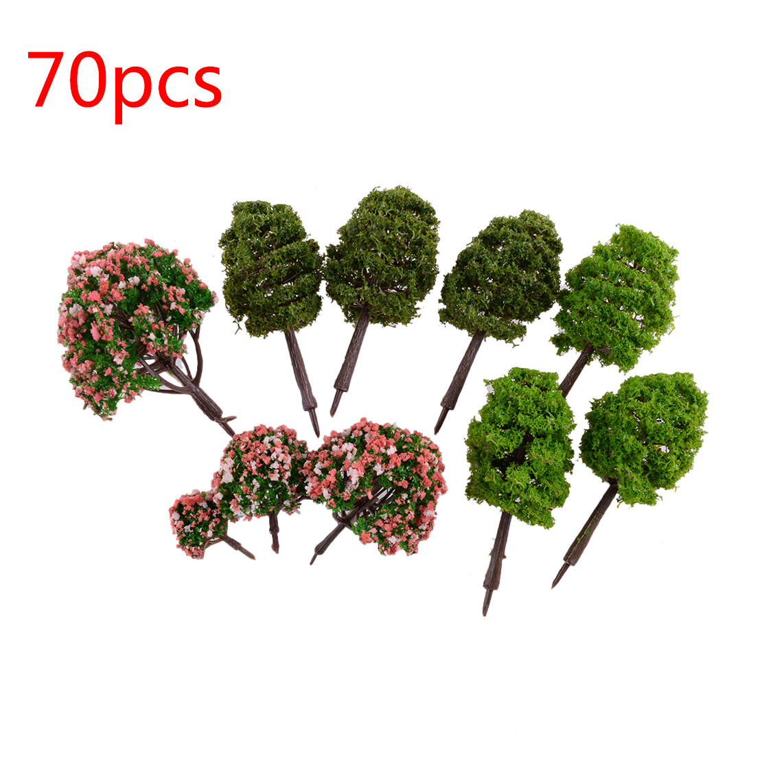 70x Pine Peach Flower Trees Fit For HO O N Z Scale Model Garden Roadway ...