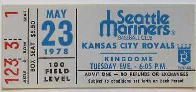 1978 K.C. ROYALS @ Seattle MARINERS baseball ticket stub, Geo BRETT ...